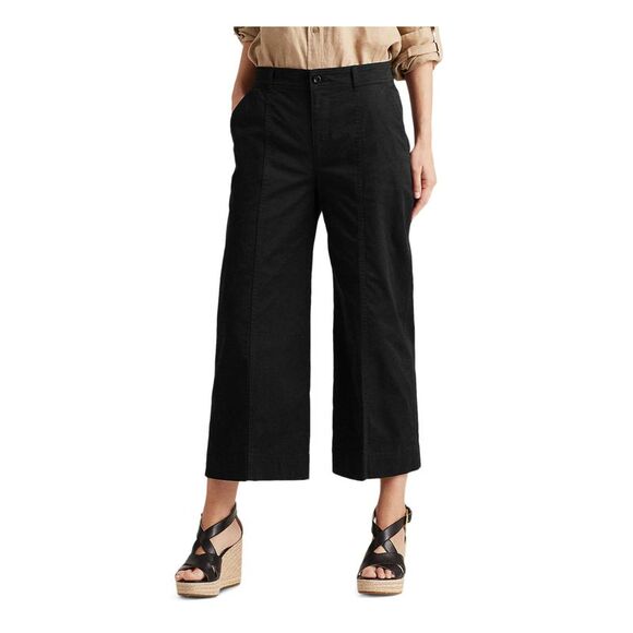Ralph Lauren | Pants & Jumpsuits | Ralph Lauren Womens Cropped Hi Rise Wide Leg Pants Black Size ...